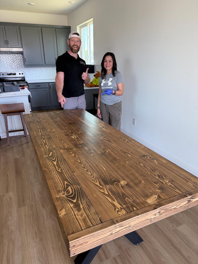 Custom Rustic Farmhouse Dining Table – Solid Wood Pine Table With Matte ...
