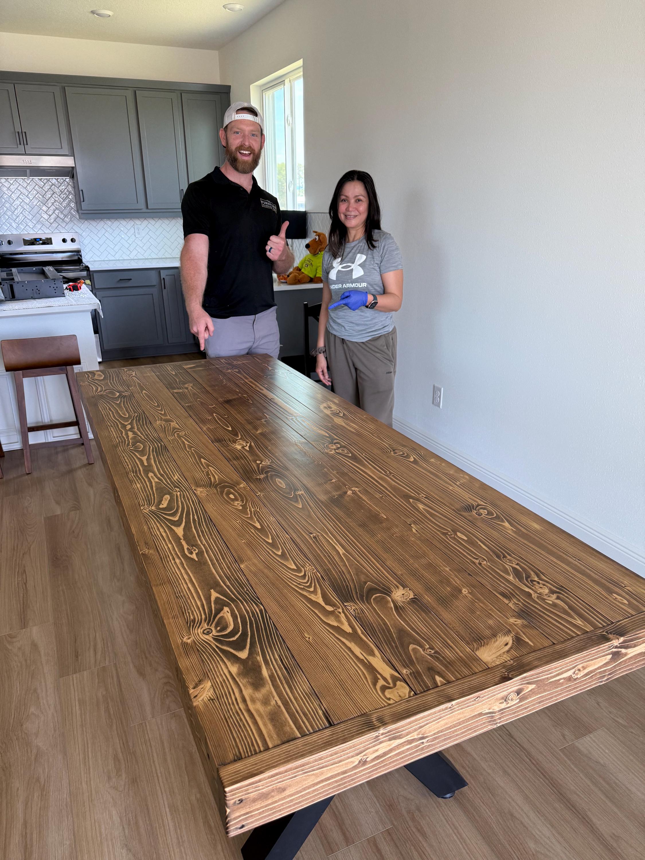 Custom Rustic Farmhouse Dining Table – Solid Wood Pine Table With Matte ...