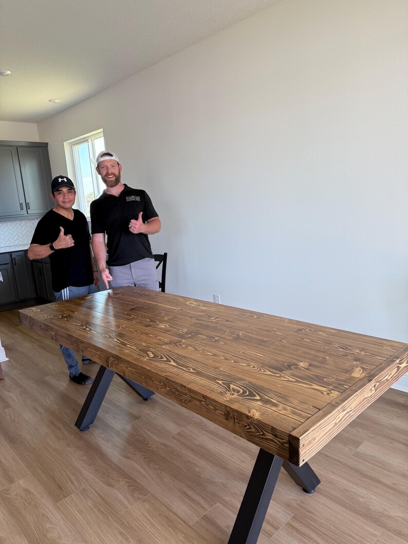 Custom Rustic Farmhouse Dining Table – Solid Wood Pine Table With Matte ...