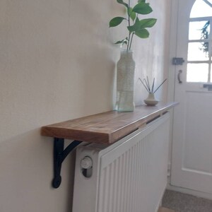 Wooden Console Table Shelf Brackets Rustic Reclaimed Wood Shelves ...