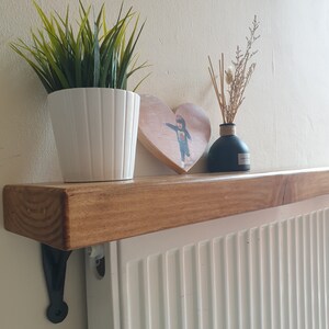 Rustic Solid Wood Radiator Shelf With Cast Iron Brackets/hallway Table ...