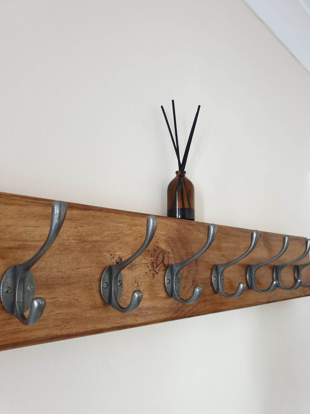 Vintage Solid Wood Shelf Coat Rack Metal Victorian School Hooks Rack ...