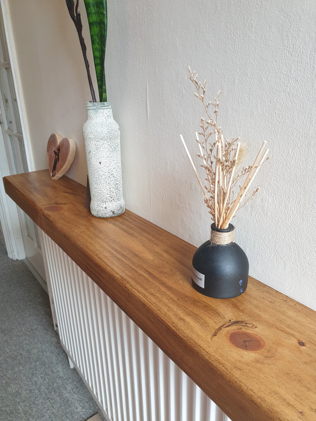 Rustic Solid Wood Radiator Shelf With Cast Iron Brackets/hallway Table ...