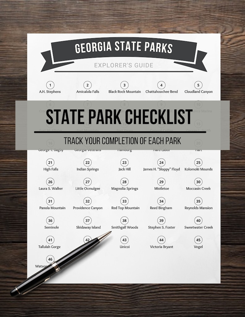 Georgia State Park Checklist -hiking Journal- Trail Tracker - GA Hiker ...