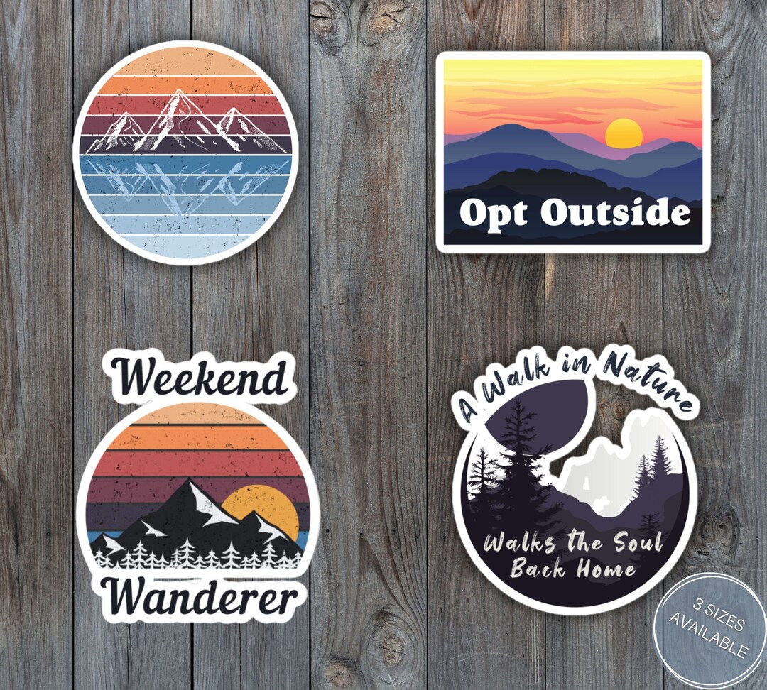 Retro Hiker Vinyl Decals | Opt Outside Stickers | Weekend Wanderer ...