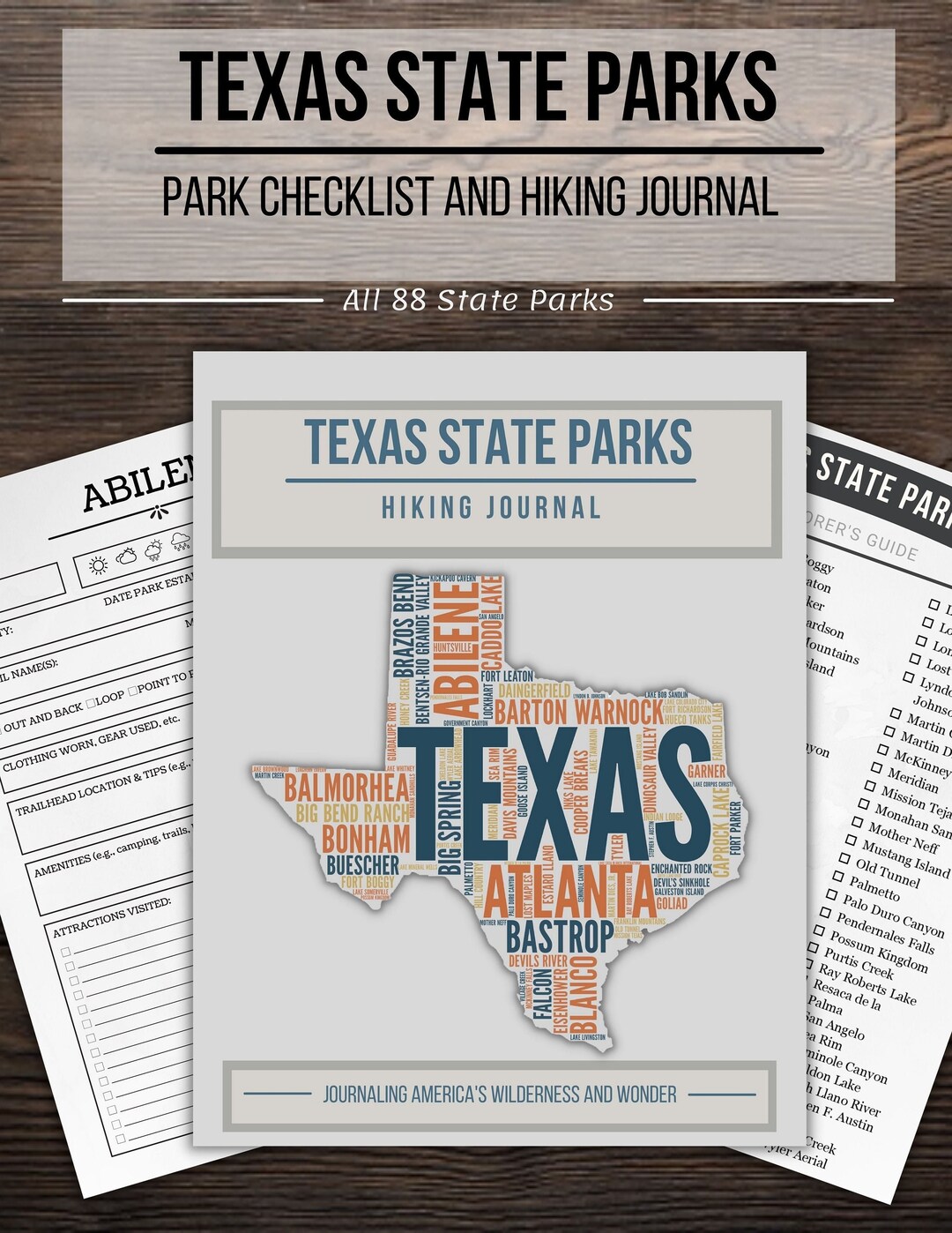 Texas State Park Hiking Journal - Trail Tracker Checklist - Hiker Gift ...