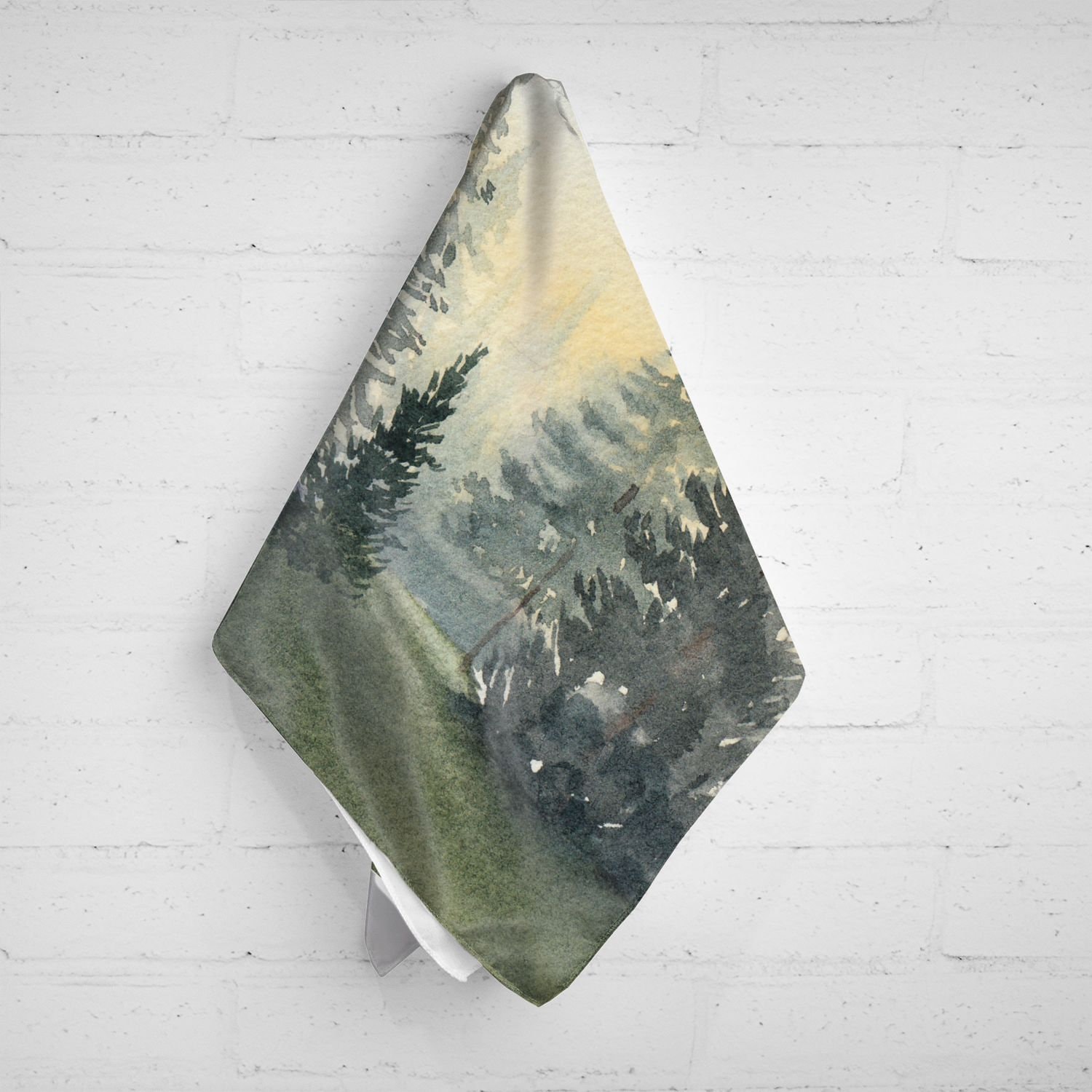 Watercolor Bandana - Mountains Forest Handkerchief - Outdoors Hiking ...
