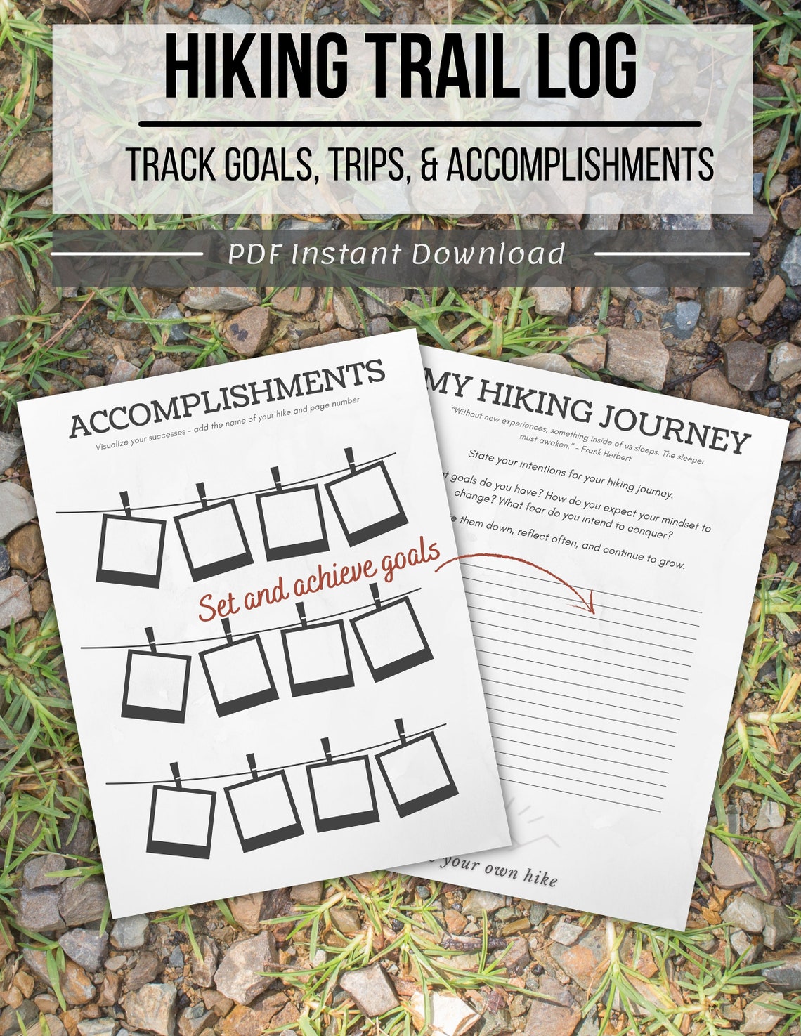 Hiking Trail Journal | Printable PDF Hiking Log | Travel Journal for ...