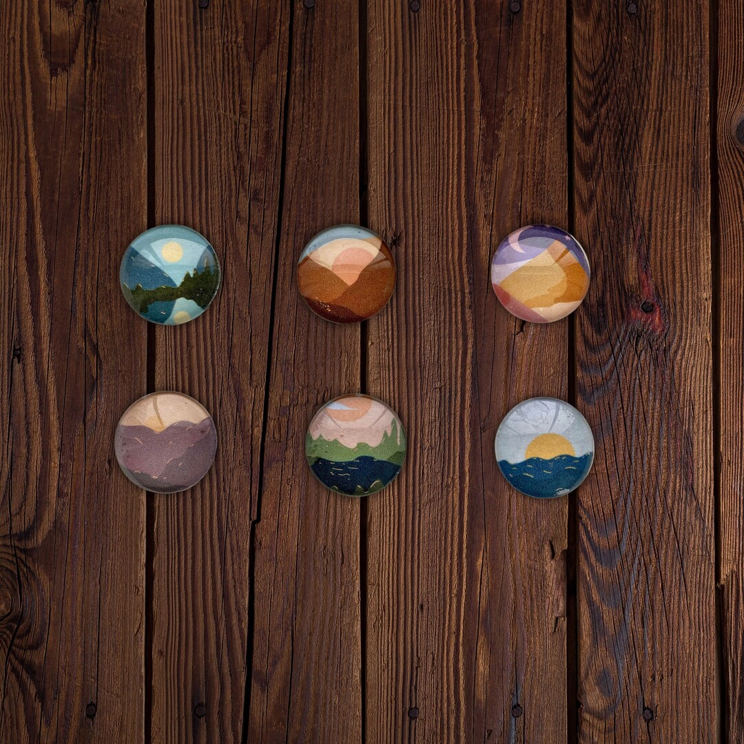 Set of 6 Mountains Magnets, Glass Nature Lover Gifts, Nature Magnets ...