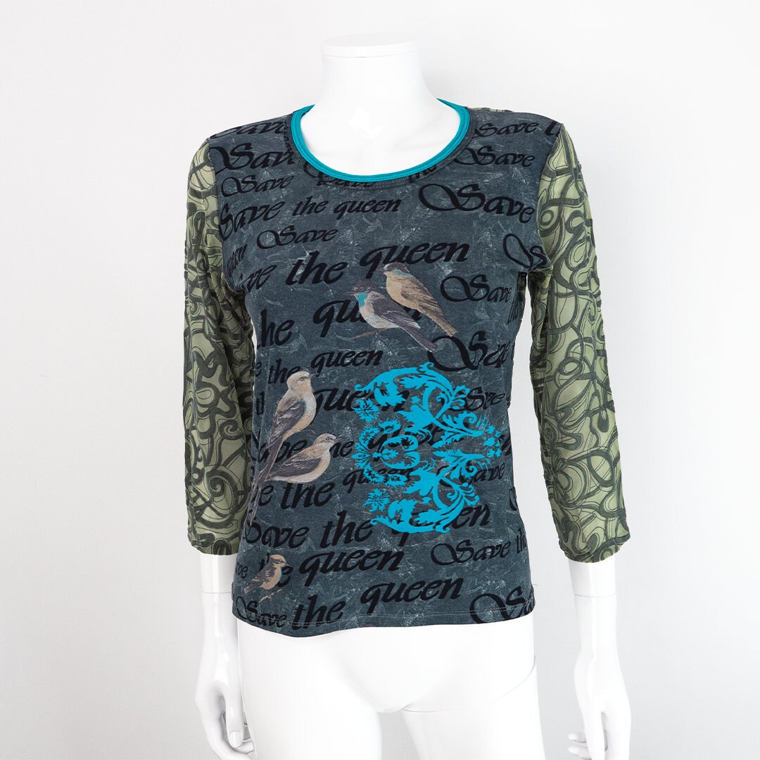 Save the Queen Cutecore Mesh Top With Baroque Print, Size L - Etsy