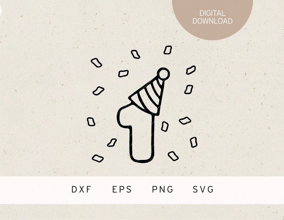 Plotterdatei | 1 | Partyhut | SVG | DXF | PNG | Eps | Geburtstag | 1. Geburtstag | Party | Feier ...