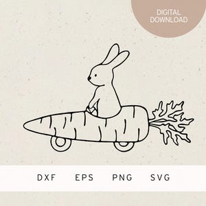 Plotter File | Bunny Rides in Carrot Car | SVG | DXF | PNG | Eps ...