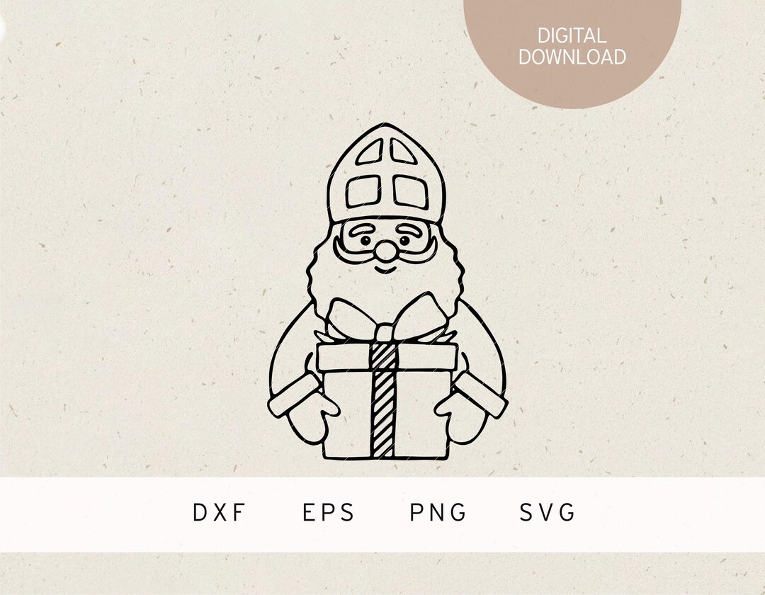 Plotter File | Nicholas With Gift | SVG | DXF | PNG | Eps | Christmas ...