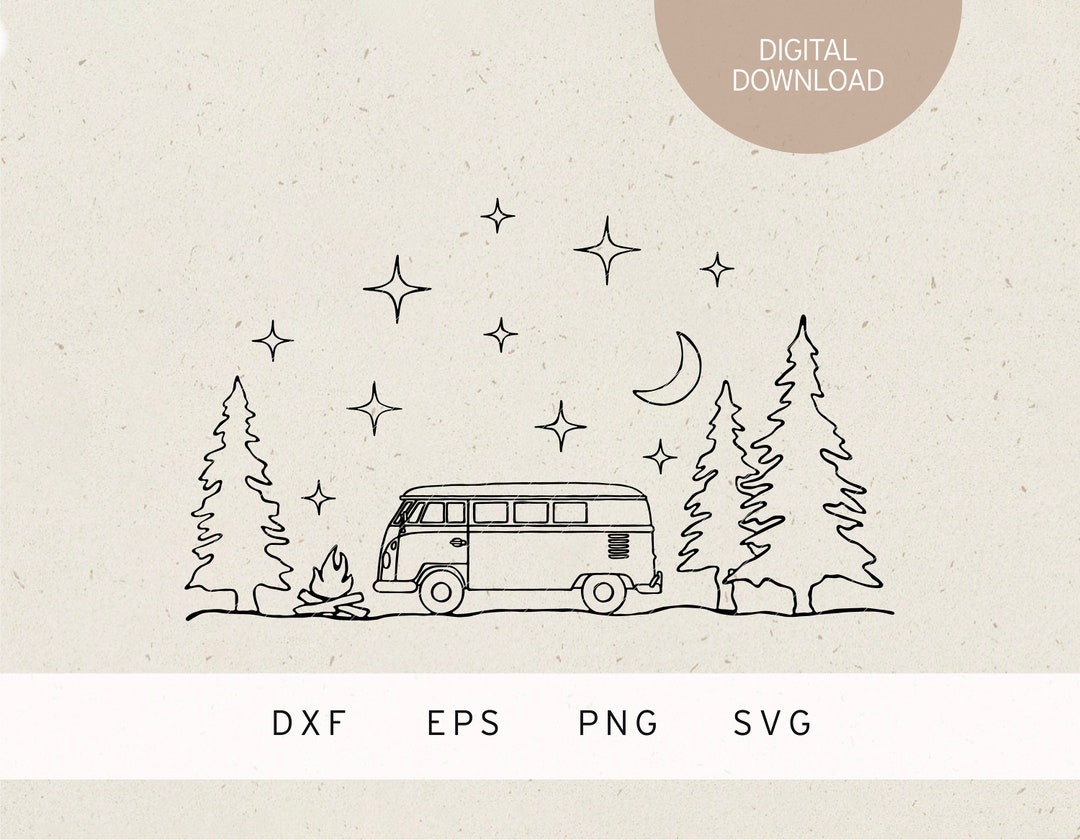 Plotter File Bulli Forest Campfire Stars SVG DXF PNG Eps Travel ...