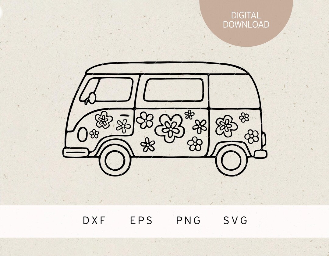 Plotterdatei | Retro Hippie Van | SVG | DXF | PNG | Eps | Bus Van ...