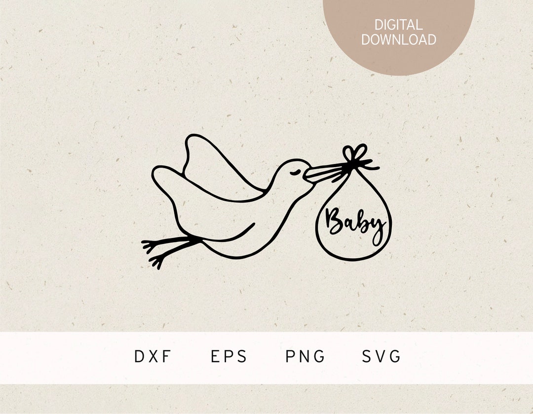 Plotter File | Stork With Baby | SVG | DXF | PNG | Eps | Pregnancy ...