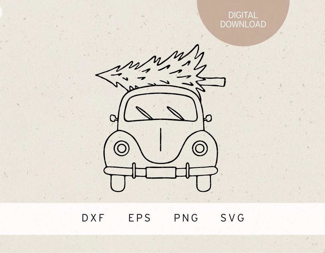 Plotter File | Christmas Car | Fir Tree | SVG | DXF | PNG | Eps | Snow ...