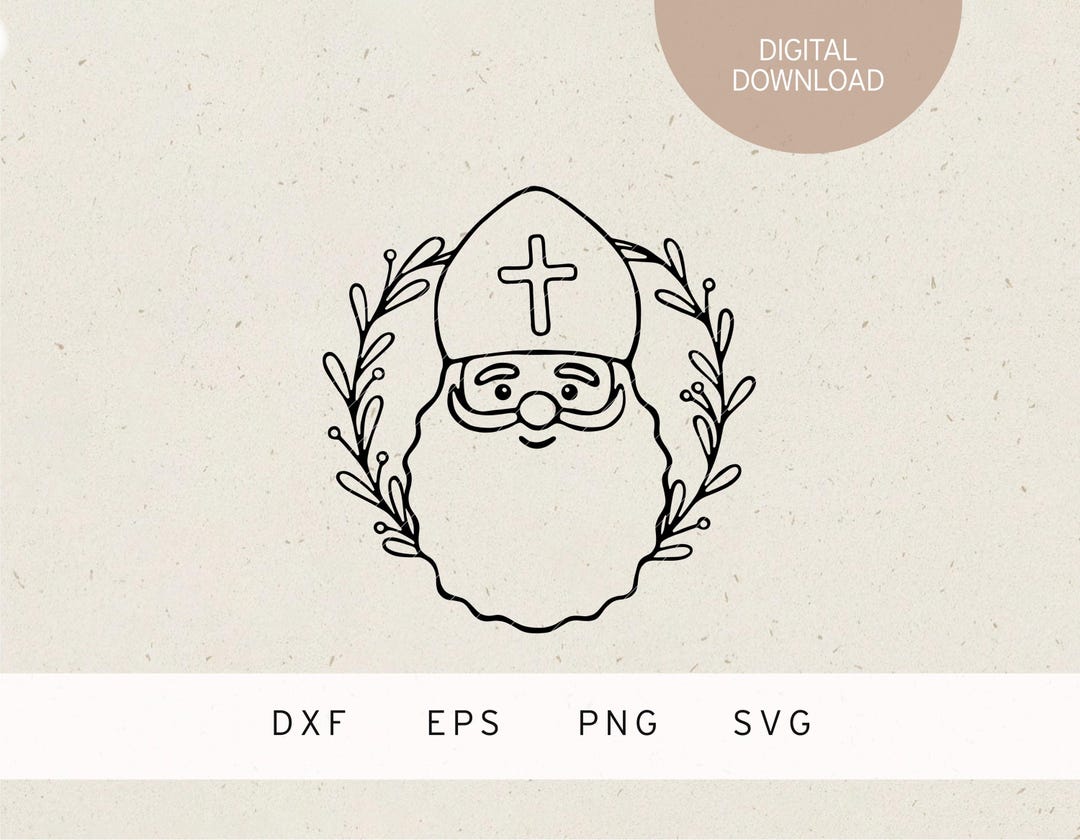 Plotterdatei | Nikolaus mit Kranz | SVG | DXF | PNG | Eps | Weihnachtsmann | Tannenbaum | Schnee ...