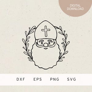 Plotterdatei | Nikolaus mit Kranz | SVG | DXF | PNG | Eps | Weihnachtsmann | Tannenbaum | Schnee ...