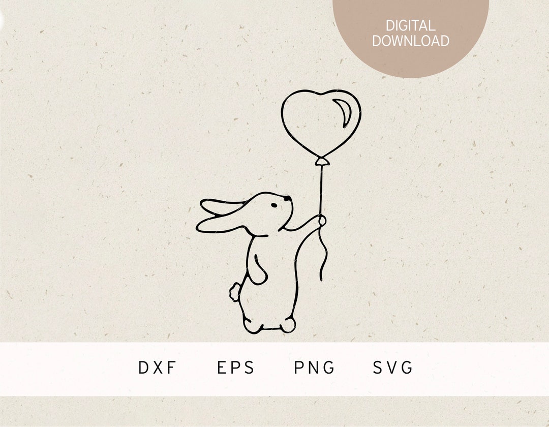Plotterdatei | Hase mit Herzballon | SVG | DXF | PNG | Eps | Geburtstag ...