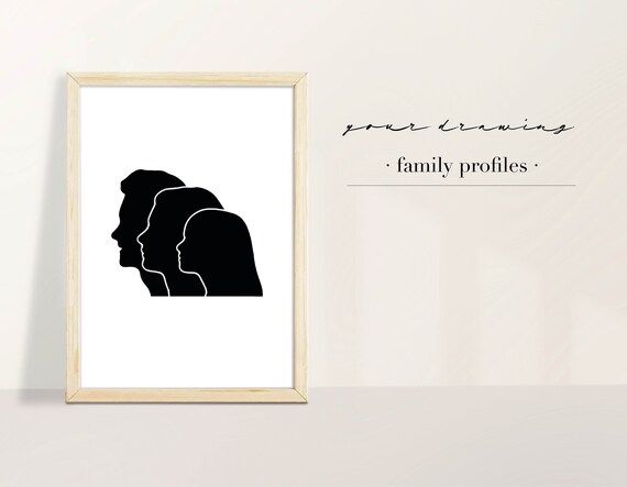FAMILY PROFILES Your DRAWING Personalized Digital Portrait | Etsy