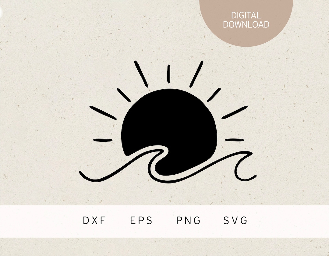 Plotter File | Sun and Waves | SVG | DXF | PNG | Eps | Travel | Summer ...