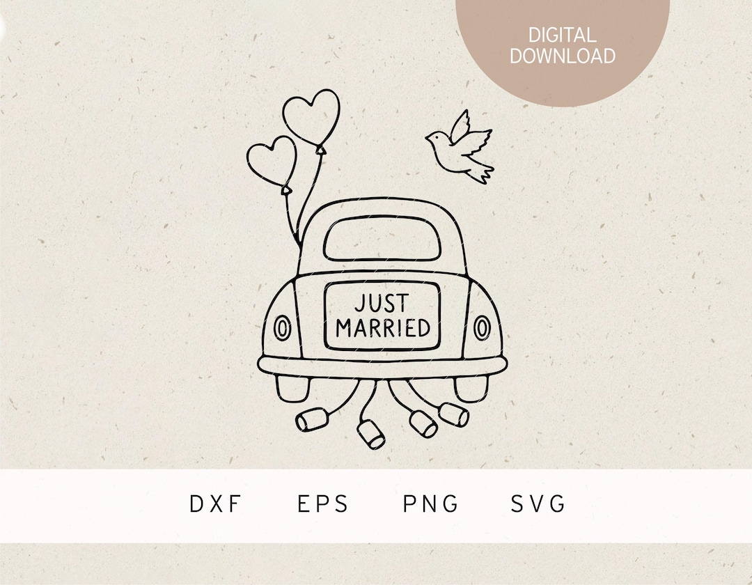 Plotter File | Just Married | Wedding Car | SVG | DXF | PNG | Eps ...