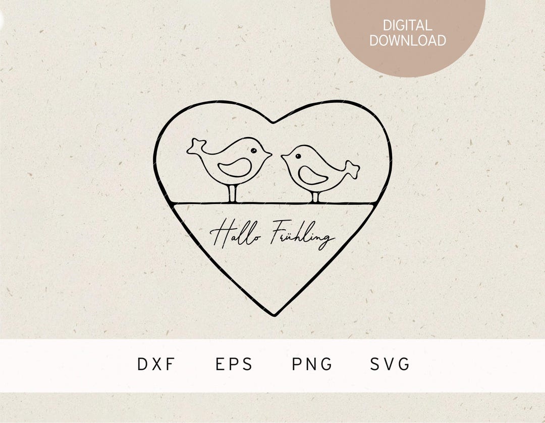 Plotter File | 2 Birds | Hello Spring | SVG | DXF | PNG | Eps | Bird ...
