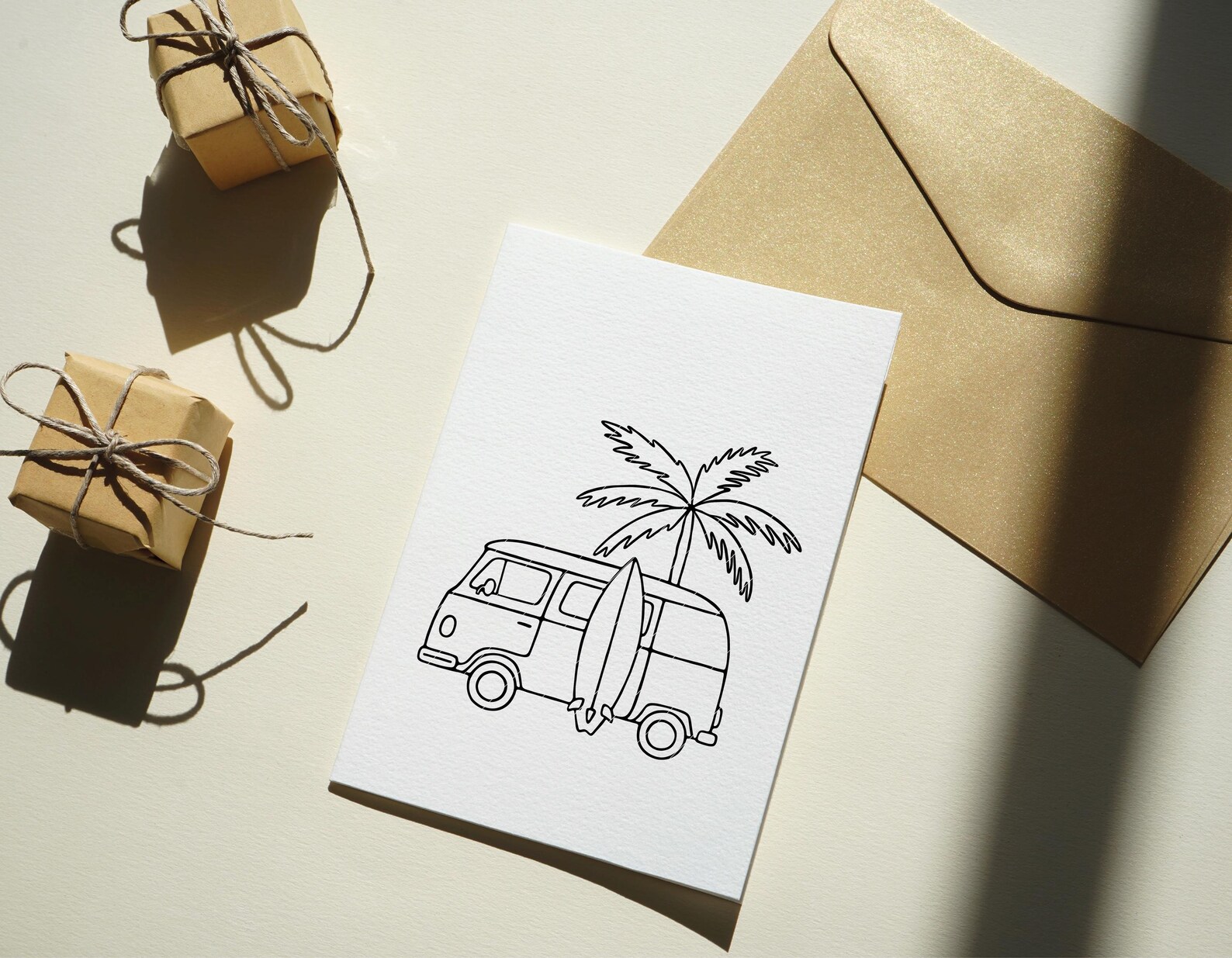 Plotter File | Retro Van With Surfboard | Palm Tree | SVG | DXF | PNG ...