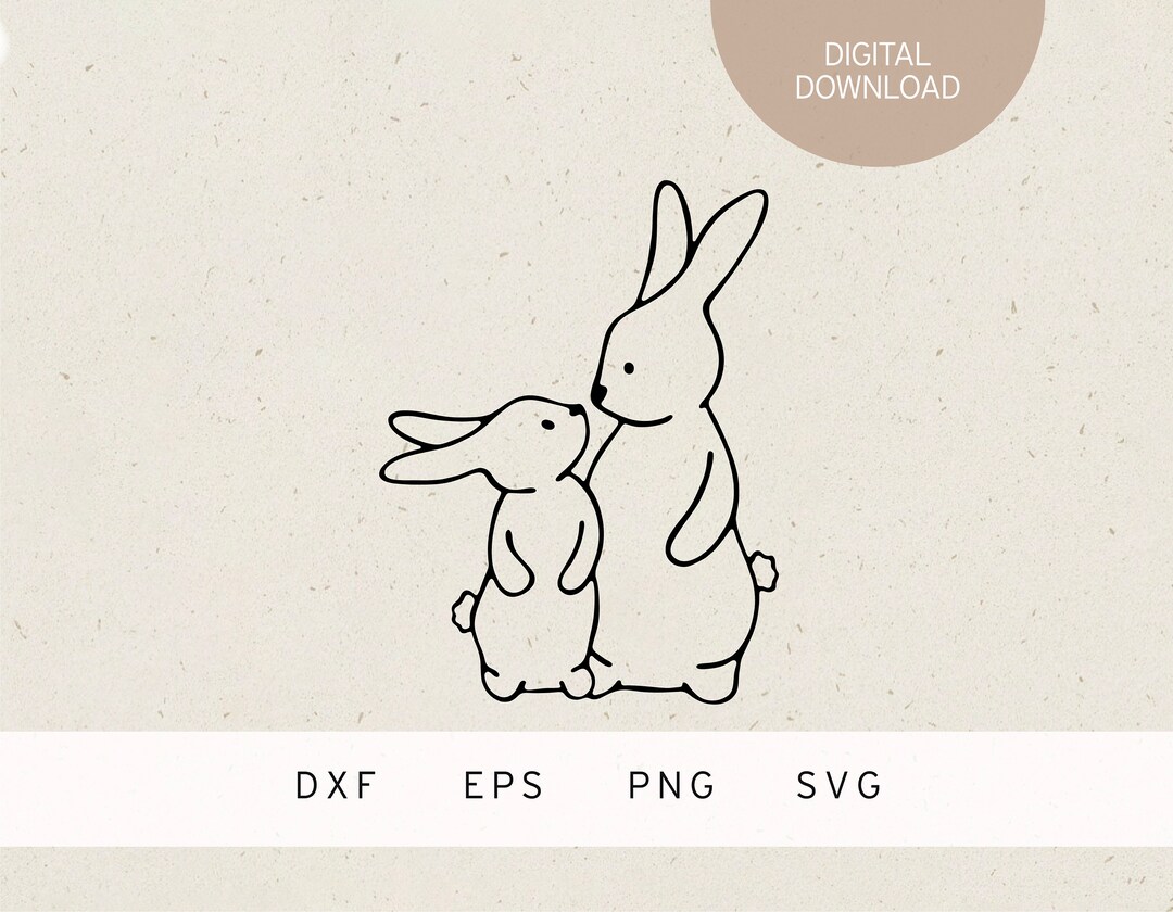 Plotter File | Mommy Rabbit and Baby Rabbit | SVG | DXF | PNG | Eps ...