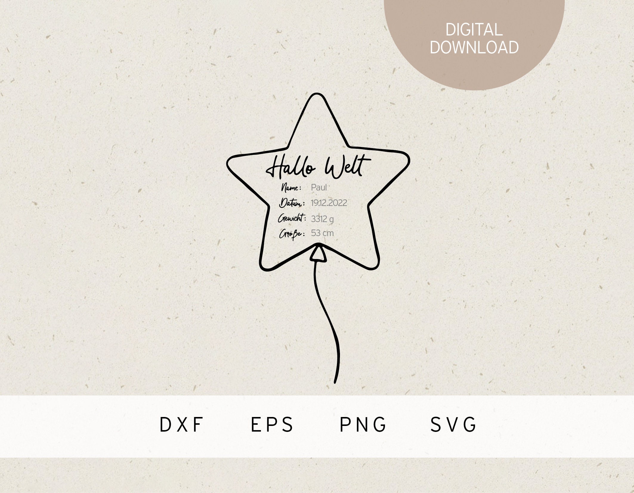 Plotter File Hello World SVG DXF PNG Eps Birth - Etsy