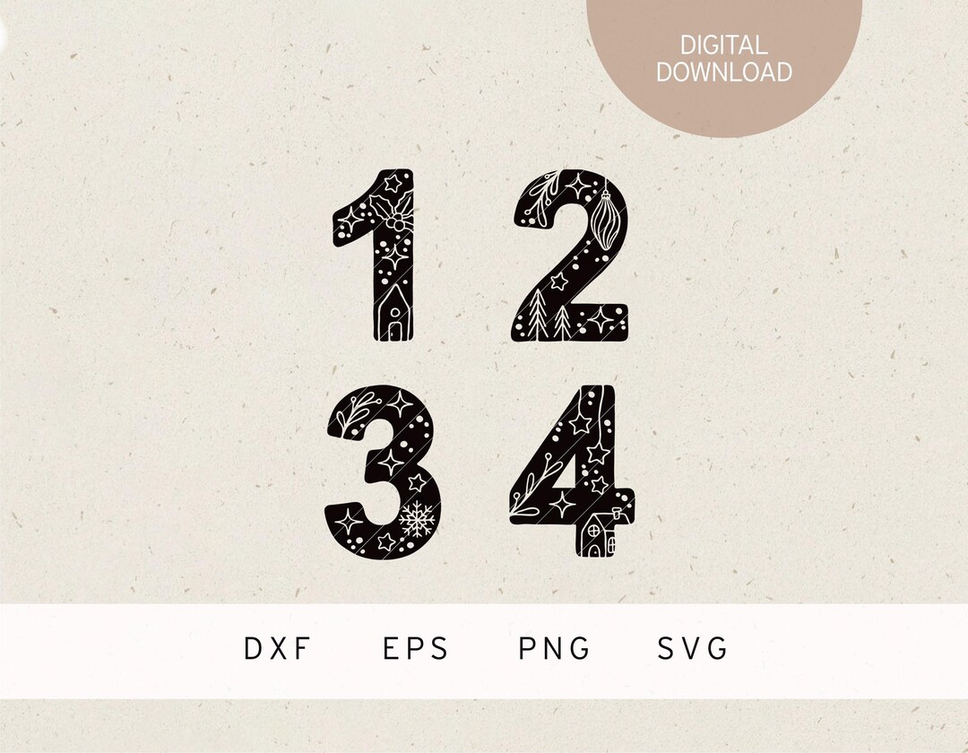 Plotter File 1 2 3 4 Advent Numbers SVG DXF PNG Eps Christmas Tree ...