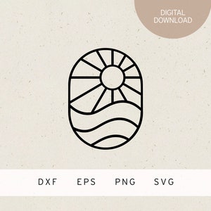 Plotter File | Sun and Ocean | SVG | DXF | PNG | Eps | Travel | Summer ...