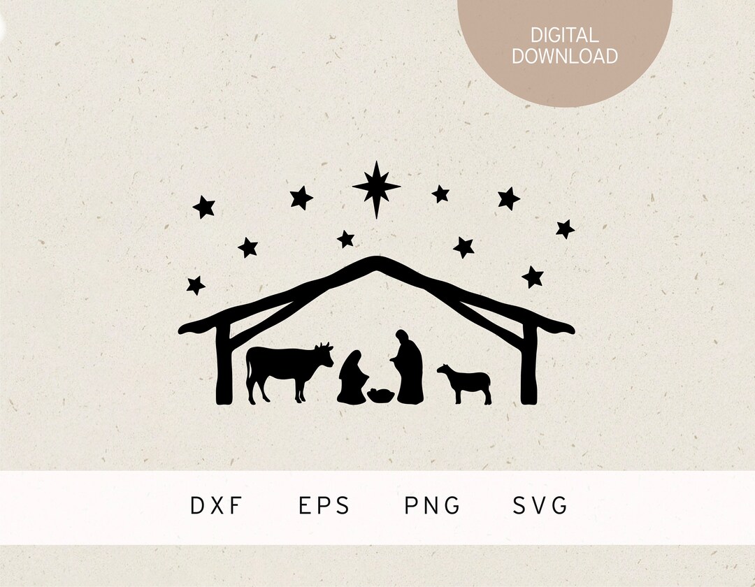 Plotter File | Bethlehem Stable | Crib | SVG | DXF | PNG | Eps | Fir ...