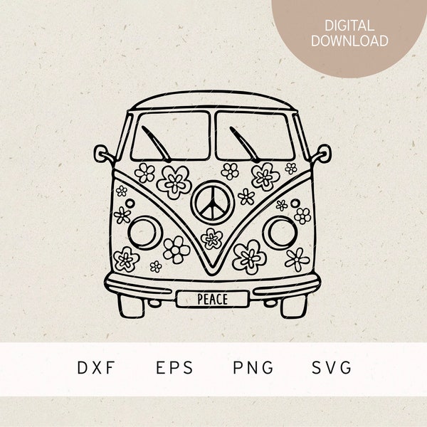 Hippie Van Svg - Etsy