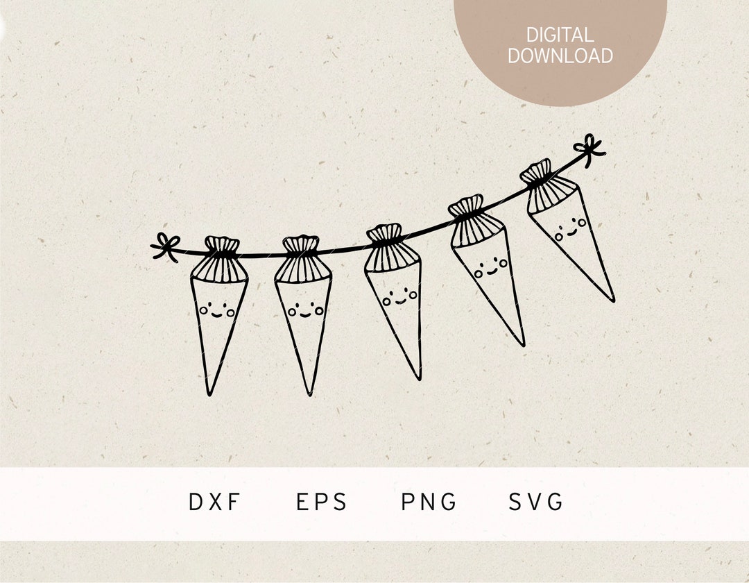 Plotter File | School Cone Garland | SVG | DXF | PNG | Eps | Abc ...