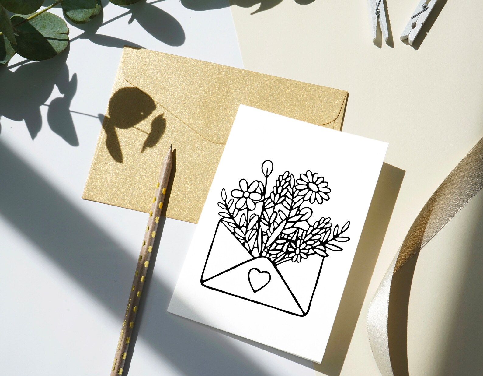 Plotter File Envelope With Flowers SVG DXF PNG Eps - Etsy