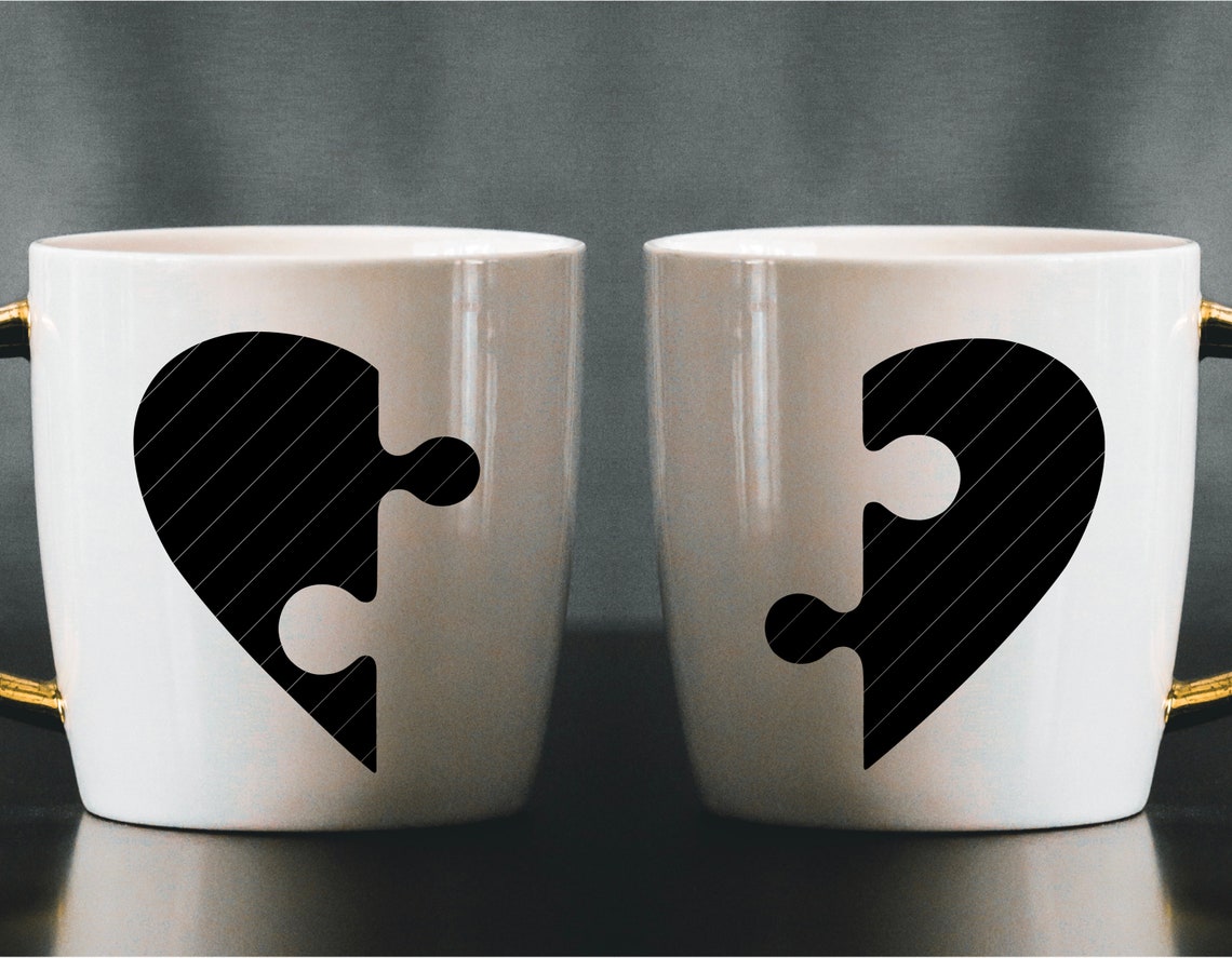 Plotter File | Heart Puzzle Pieces | SVG | DXF | PNG | Eps | Wedding ...