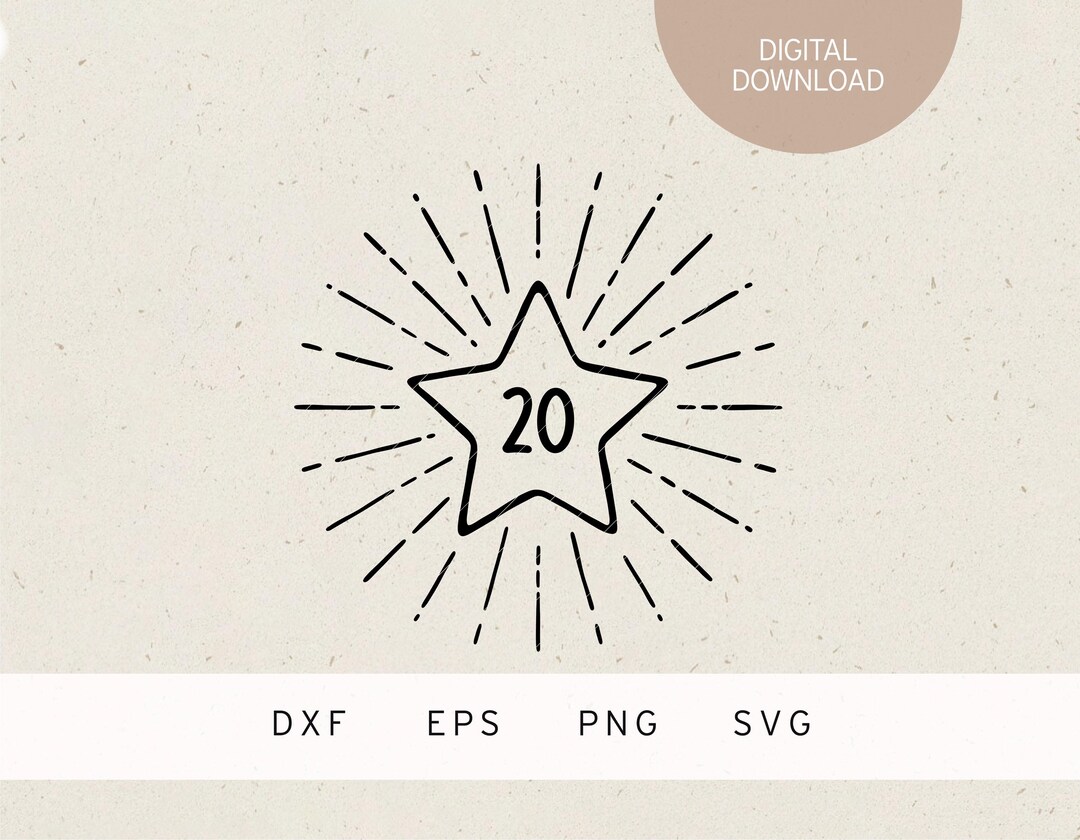 Plotterdatei | 20 | Stern | SVG | DXF | PNG | Eps | 20. Geburtstag ...