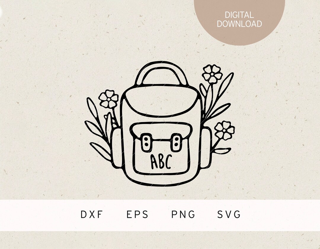 Plotter File | School Bag | Flowers | SVG | DXF | PNG | Eps | School ...