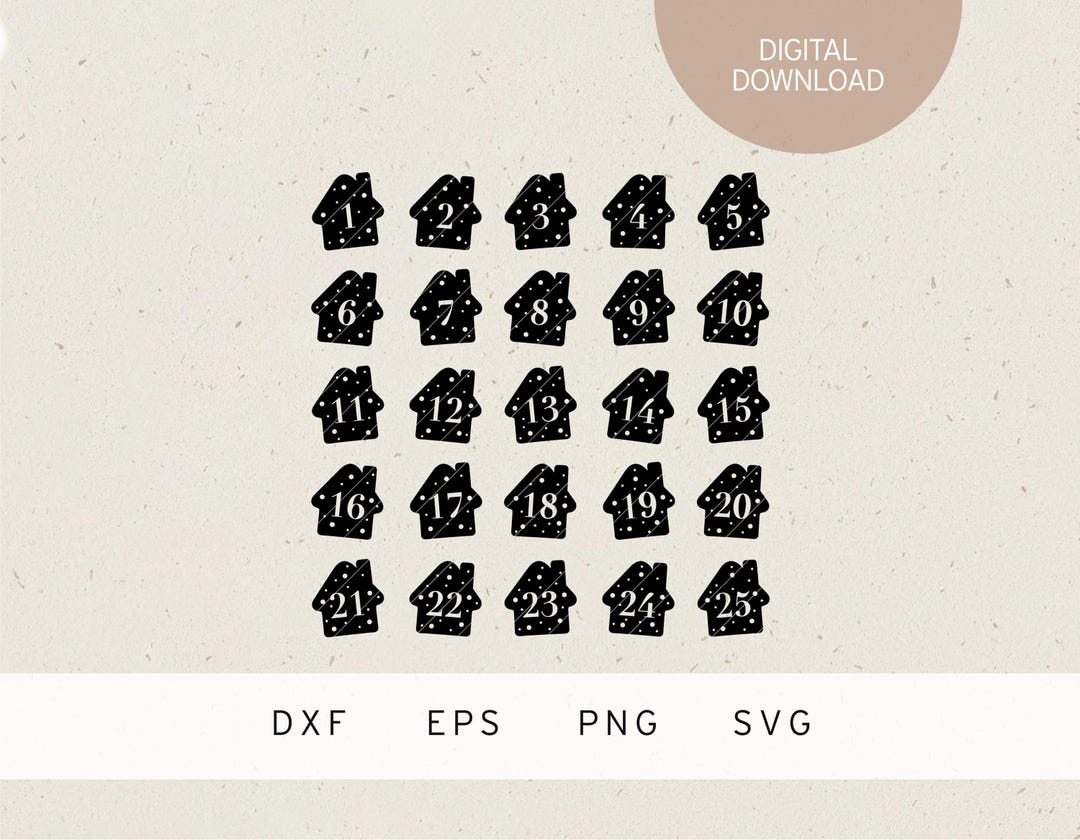 Plotter Files | Advent Calendar Numbers | Houses | SVG | DXF | PNG ...