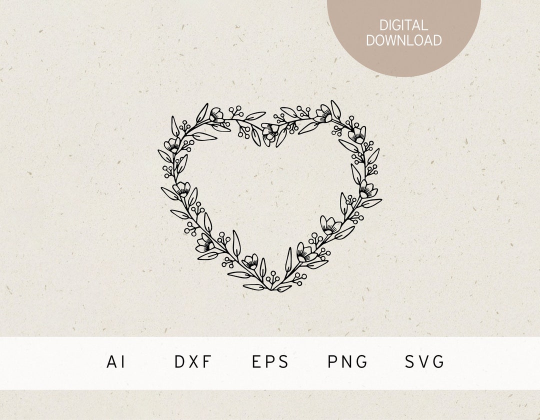 Plotterdatei Florales Herz SVG DXF PNG Ai Eps - Etsy.de