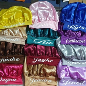 Personalized Satin Sleep Bonnet: Silk Feel Hair Cap, Custom Name - Etsy