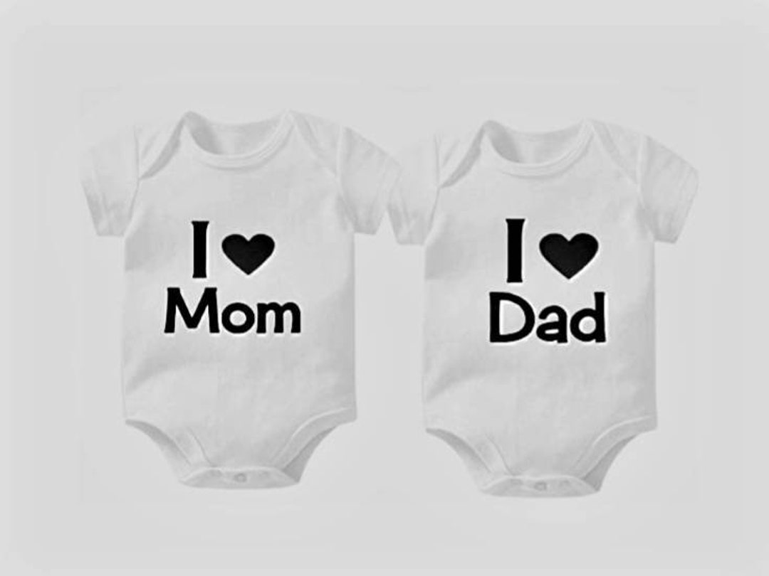 Personalized Twin Baby Bodysuit Set: I Love Mom/dad Sleepsuits - Etsy