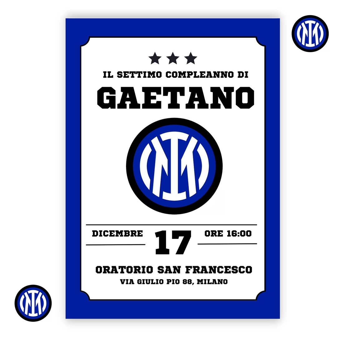 Inter Digital Invitation Birthday Boy Inter Football - Etsy
