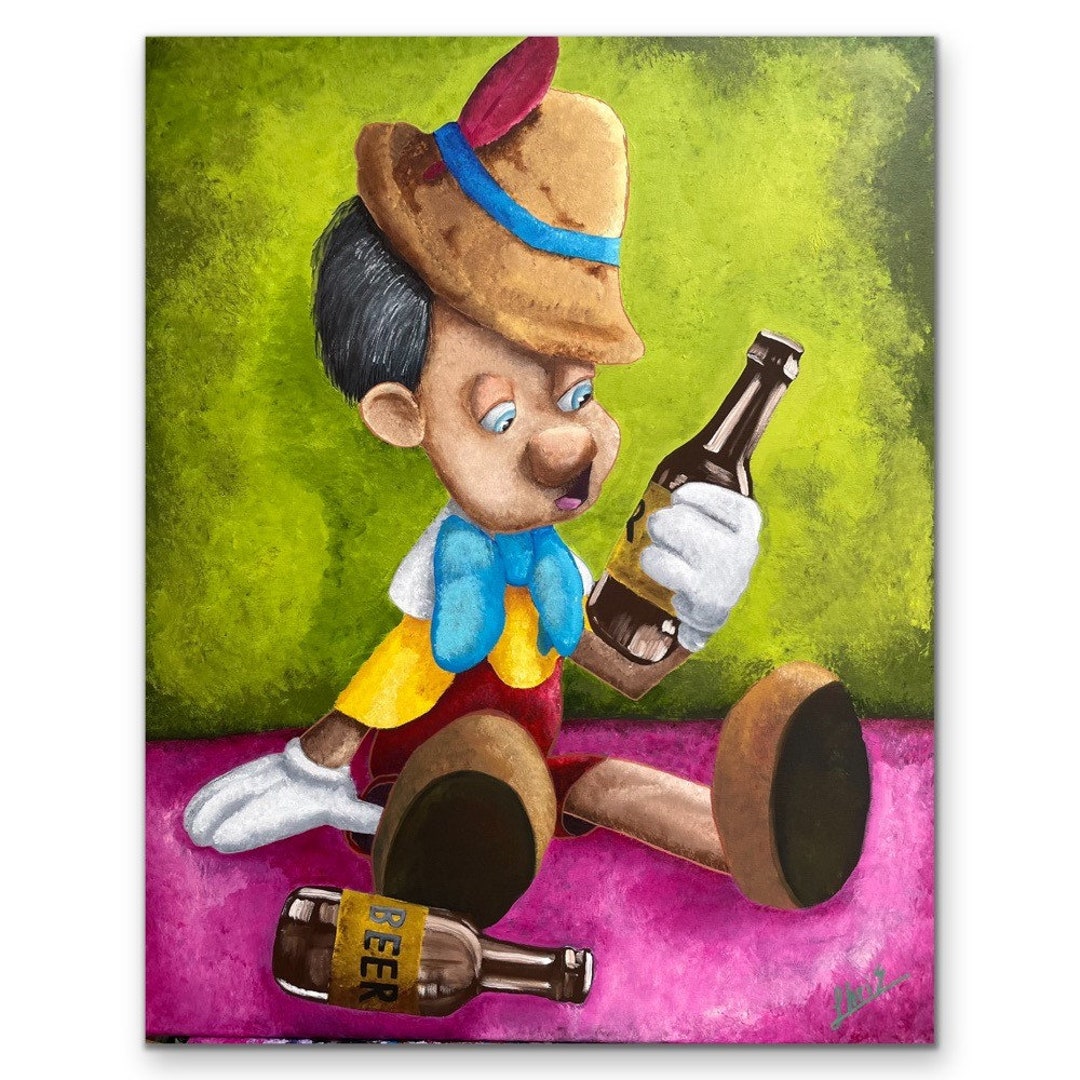 Drunk Pinocchio. Portrait. Geppeto. Jimmy Cricket. Figaro. - Etsy