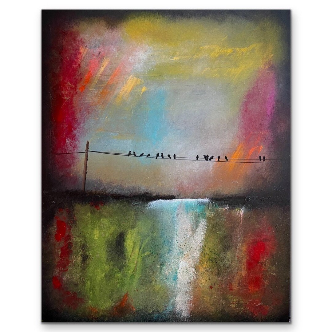 Belonging. Birds Singing and Waiting for the Sunset. Abstract Style ...