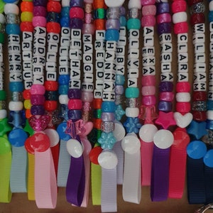 Personalised Beaded Keyring School Bag Tag Back to School Party Bags ...