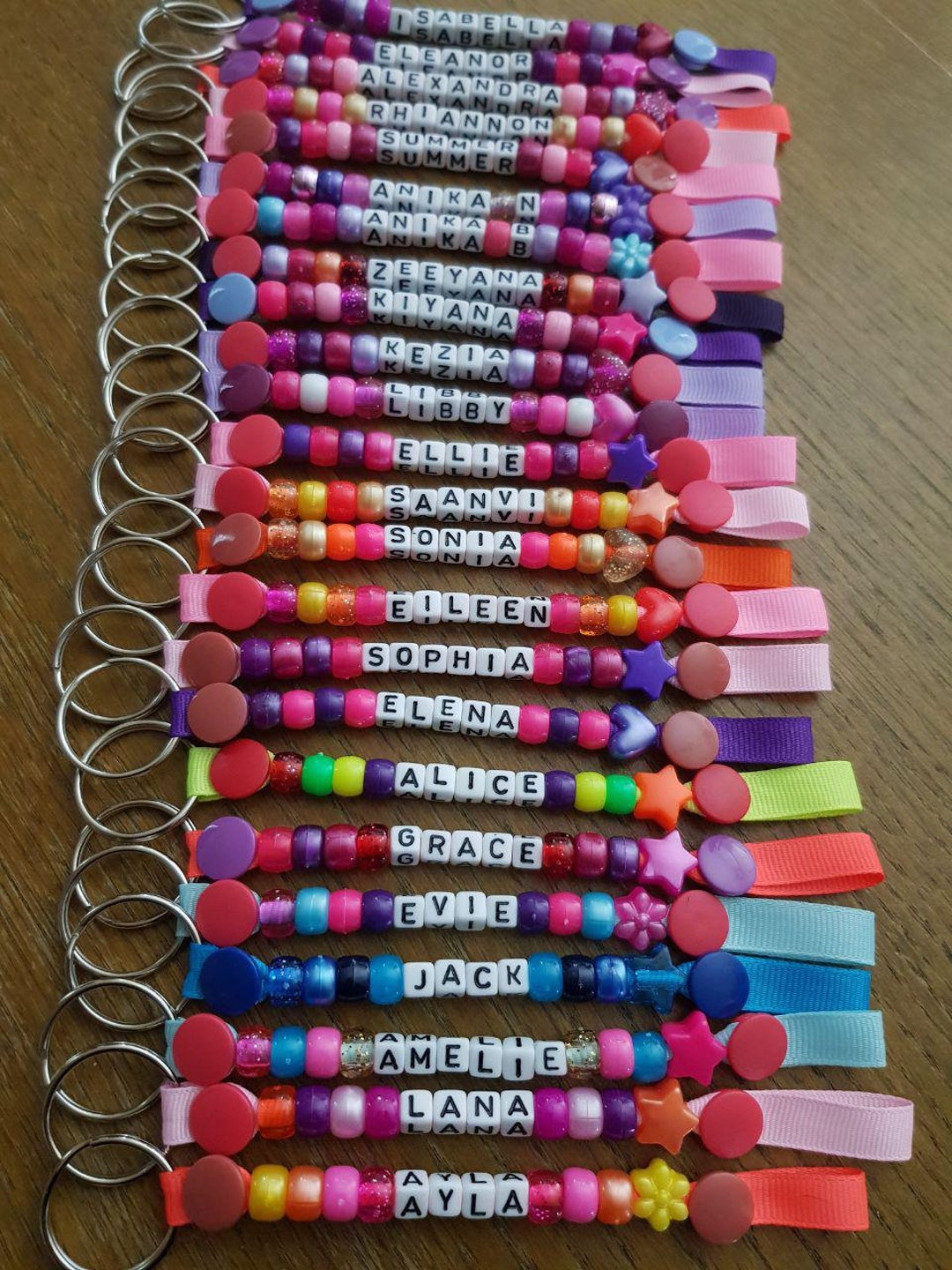 Personalised Beaded Keyring School Bag Tag Back to School Party Bags ...