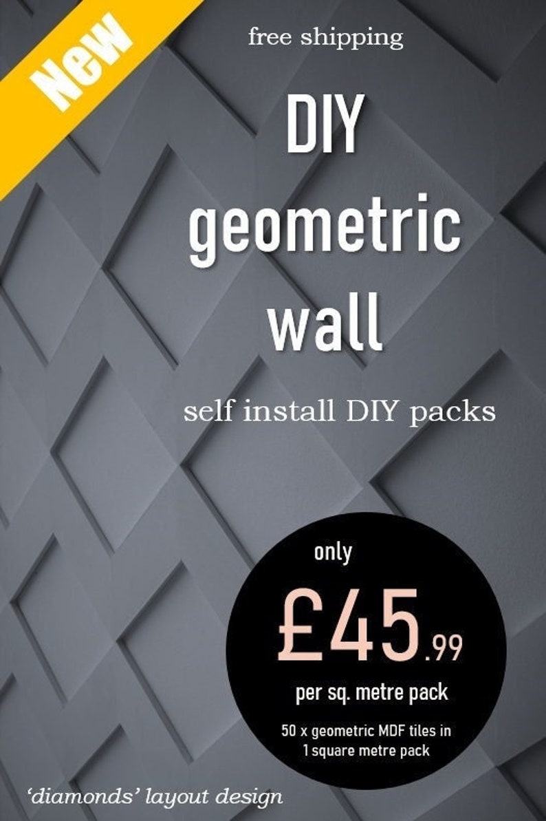 Contemporary 3D Geometric Feature Wall Tiles. 9mm Thick Moisture ...